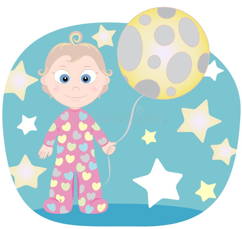 Child and Moon stock vector. Illustration of moon, human - 66797818