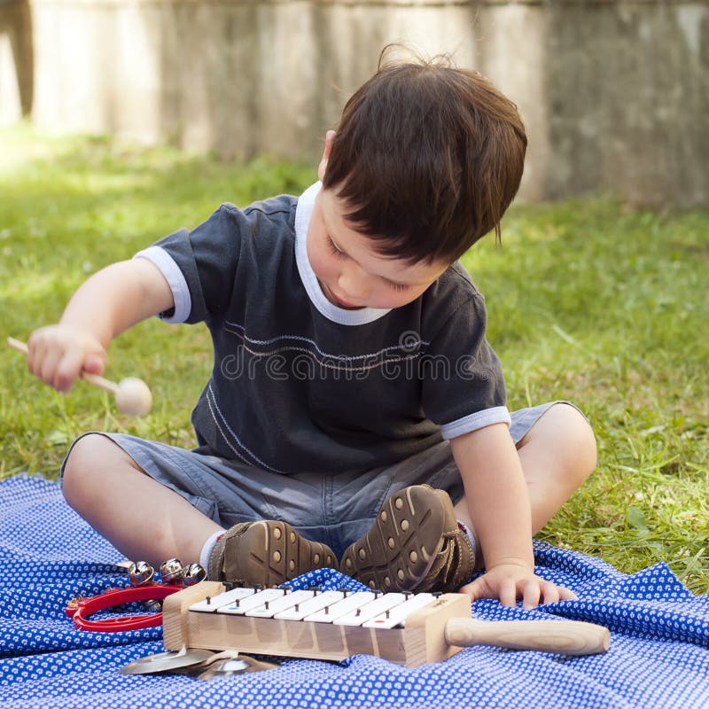 Child with Musical Instruments Stock Photo - Image of celebration, girl ...