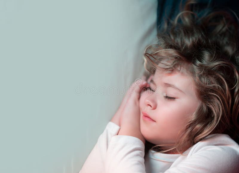 Child Napping. Cute Kid Sleeping in Bed. Sleeping Kid Face. Stock Image ...