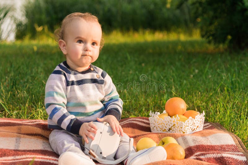A Child in Nature. Cheerful Boy in Nature Stock Image - Image of bright ...