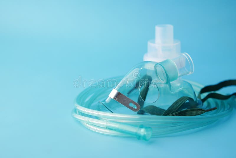 Child Nebulizer on Blue Background Top View Stock Photo - Image of ...