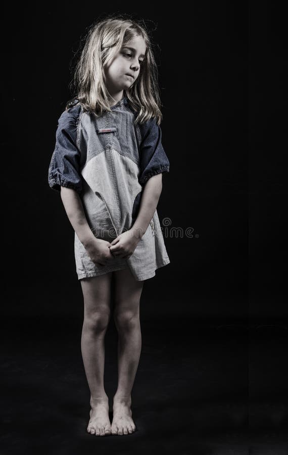 Child Neglecting. Orphan Girl Stock Image - Image of depressed, blond ...