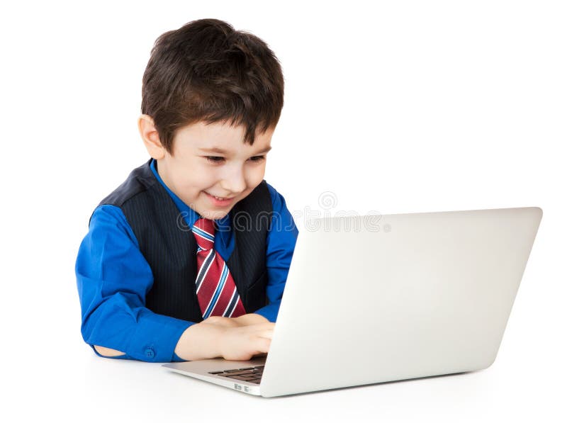 Child with Notebook Sit Blue Sky 2 Stock Image - Image of wireless ...