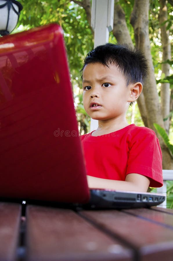 Child with Notebook Computers Stock Photo - Image of communications ...