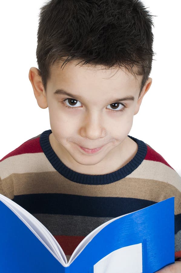 Child with Notebook in Front of the Face Stock Photo - Image of little ...