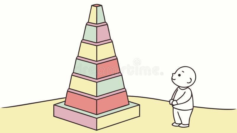 Child Observing a Colorful Stacking Pyramid, Early Learning, Vector Design Generative AI Stock ...