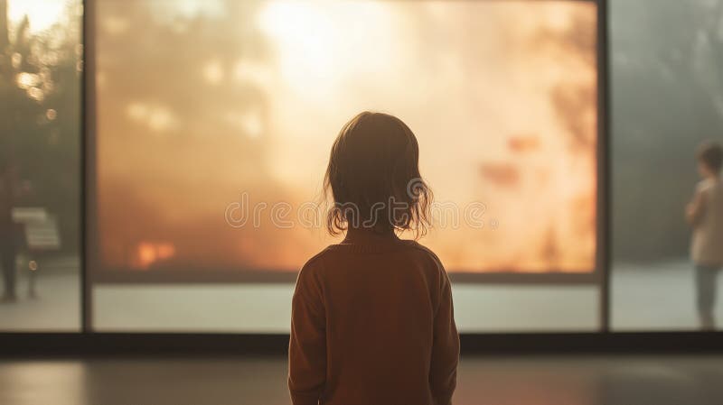 Child Observing a Large Screen Display with an Abstract Visual in a ...