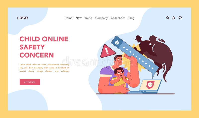 Child Online Safety Concern Concept Stock Vector - Illustration of ...