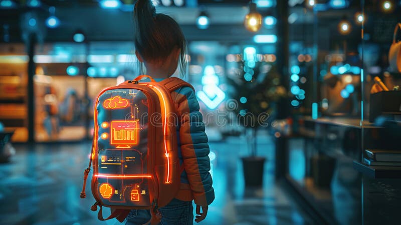Child Organizing Their Backpack with Holographic Labels and Reminders ...