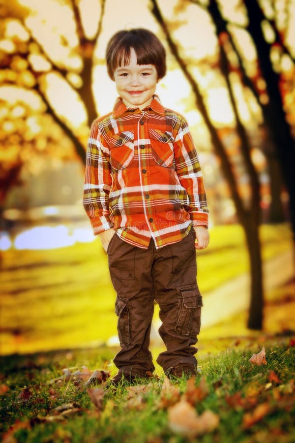 Child outside stock image. Image of season, woods, tree - 16771921