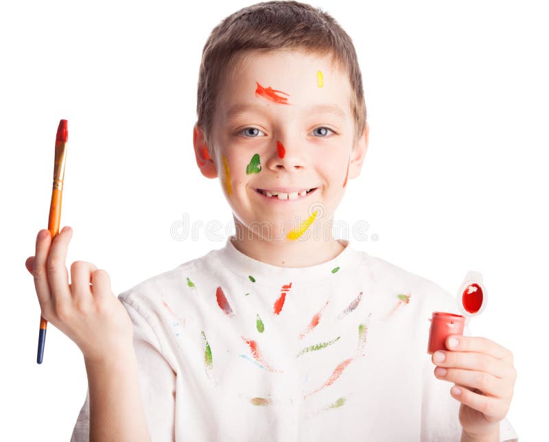 Child with paintbrush stock photo. Image of paintings - 155106296