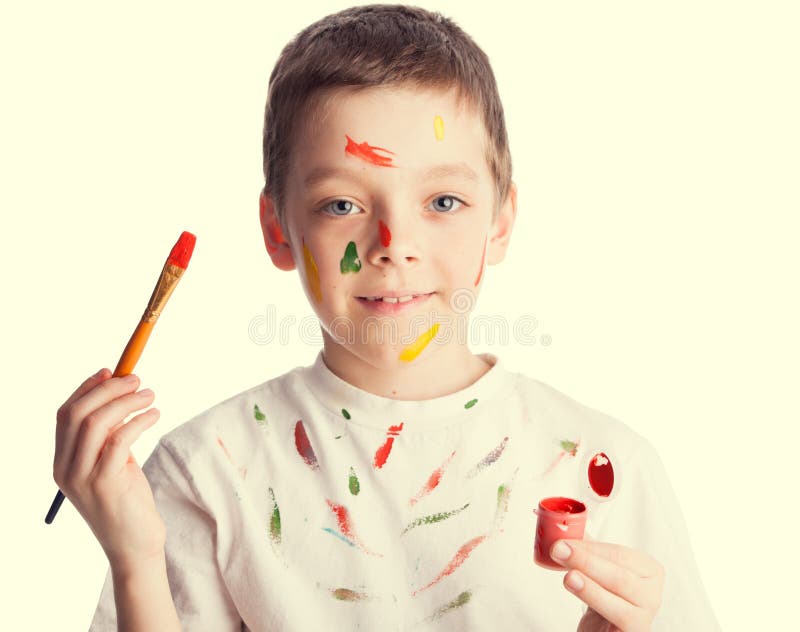 Child with paintbrush stock photo. Image of nice, child - 7399470