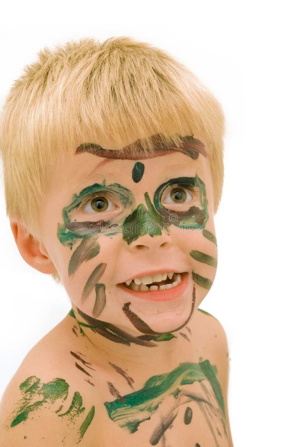 Child with painted face. stock photo. Image of schooler - 10614182