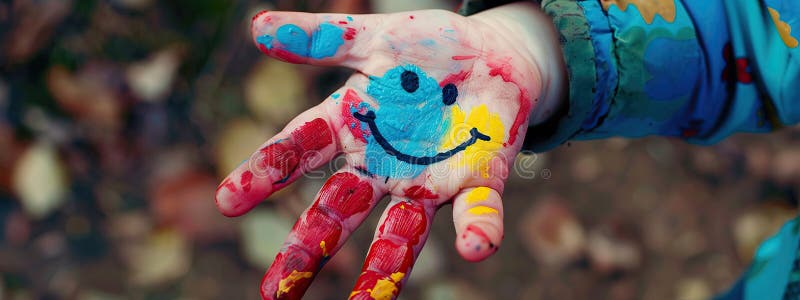 A Child Painted a Smile on His Hand Stock Photo - Image of hand ...