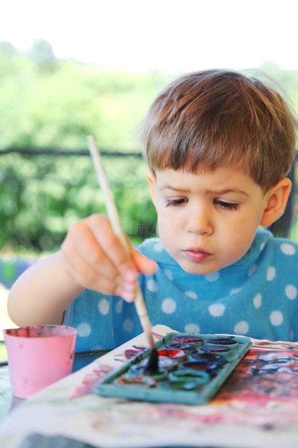 Child painting stock image. Image of brush, painter, drawing - 17746897