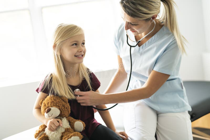 A Cute Child Patient Visiting Doctor`s Office Stock Photo - Image of ...