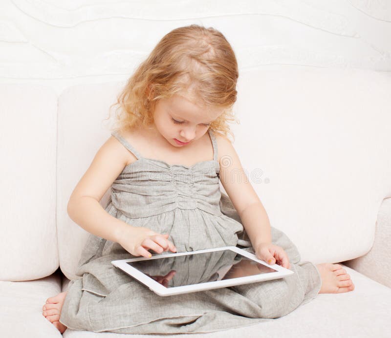 Child with pc at home stock image. Image of equipment - 88301677