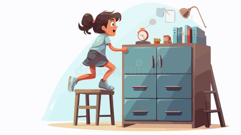 Child Performing a Dangerous Action by Climbing Stock Vector ...