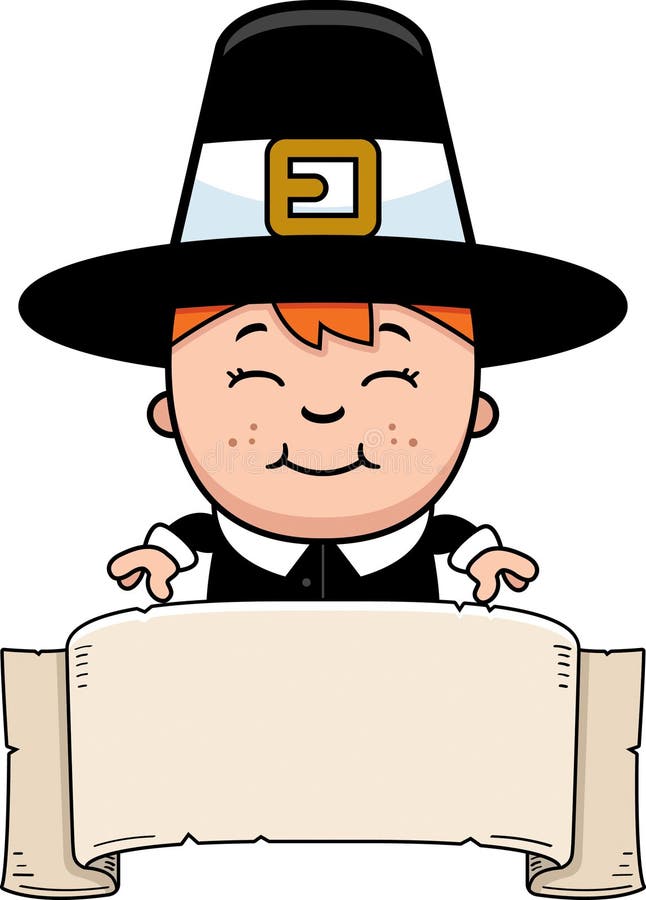 Child Pilgrim Banner stock vector. Illustration of cartoon - 47526722
