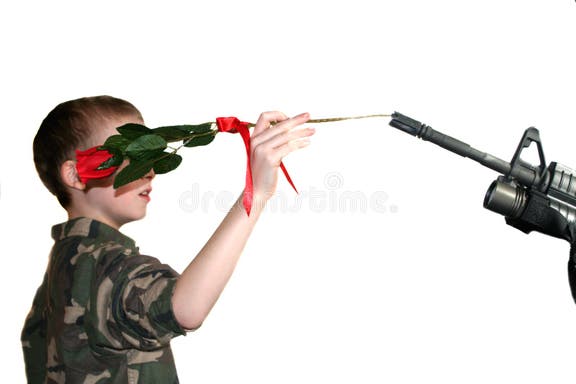 Child Placing Rose in Rifle 1 Stock Photo - Image of aggressive, brave ...
