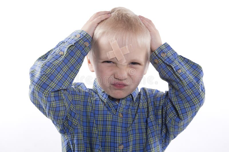 Child with plaster stock image. Image of caucasian, band - 90688985