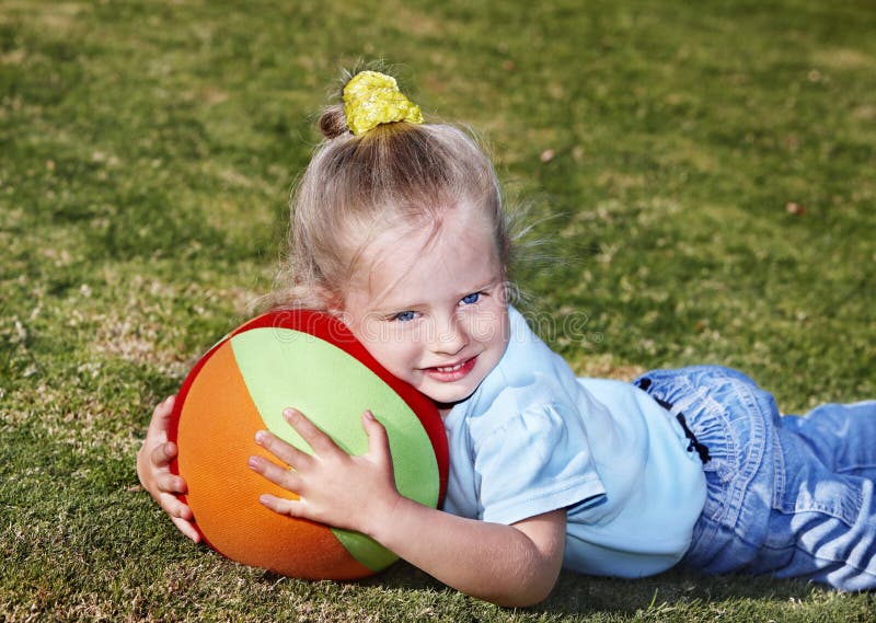Child Play with Ball in Park Stock Photo - Image of ball, activity ...