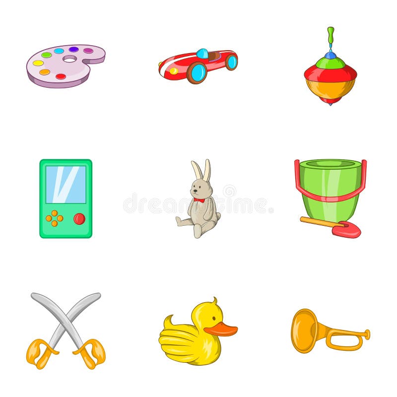 Child Play Icons Set, Cartoon Style Stock Vector - Illustration of icon ...