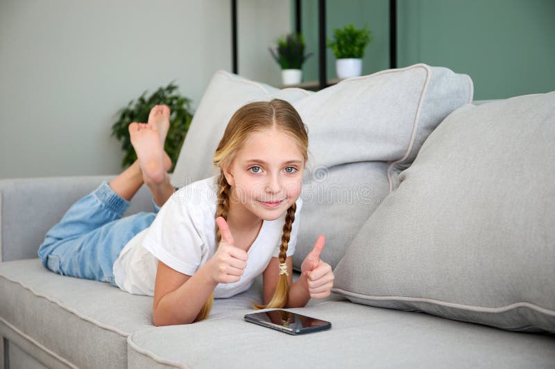 Child Play with a Mobile Phone at Home Stock Photo - Image of phone ...