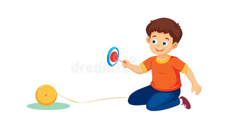 Child Playfully Rolling a YoYo in Motion, Vector Design Generative AI ...
