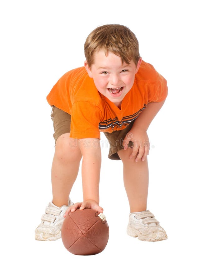 Child Playing With American Football Stock Photo - Image of champion ...