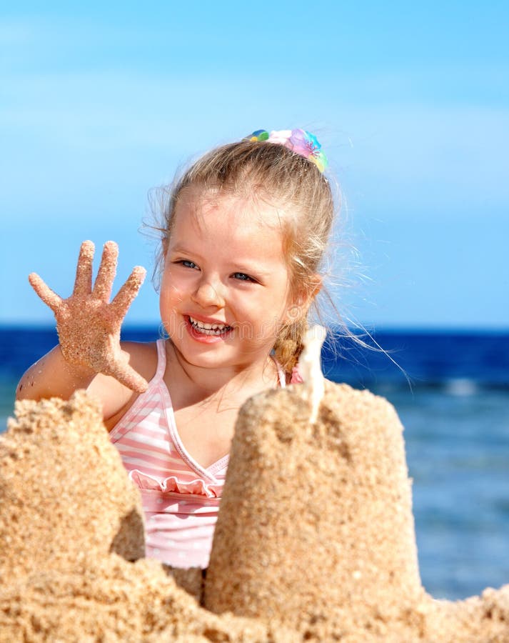 Child playing on beach. stock photo. Image of happy, childhood - 20083002