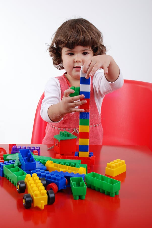 Child playing with block stock photo. Image of shot, studio - 7008874