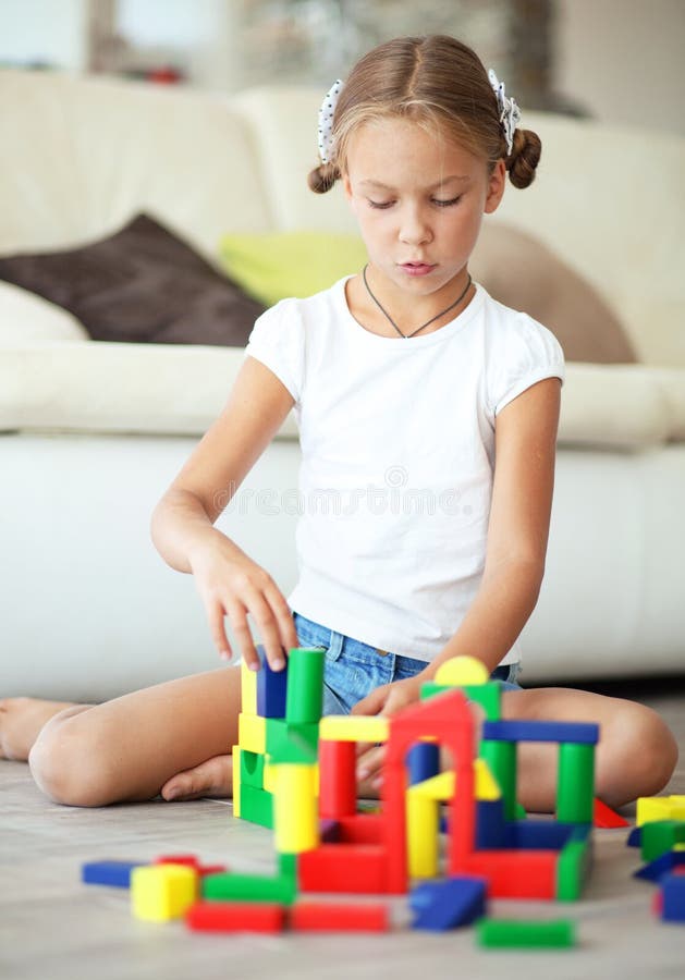 Child playing with blocks stock image. Image of childcare - 32645755