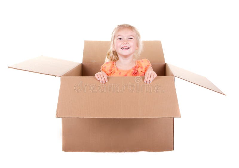 Child playing in a box stock image. Image of move, enjoy - 26292633