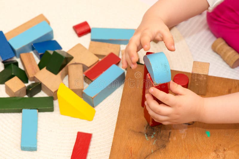 Child Playing with Building Blocks Stock Image - Image of blocks ...