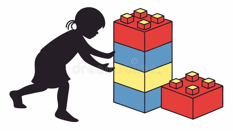 Child Playing with Building Blocks Vector, Creative Play, Vector Design ...