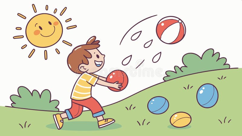 Child Playing Catch Ball Outdoors, Park Activity, Active Outdoor Play ...