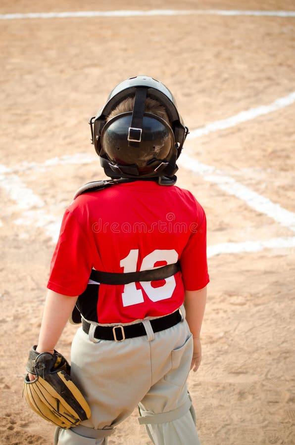 Child Playing Catcher during Baseball Game Stock Photo - Image of ...