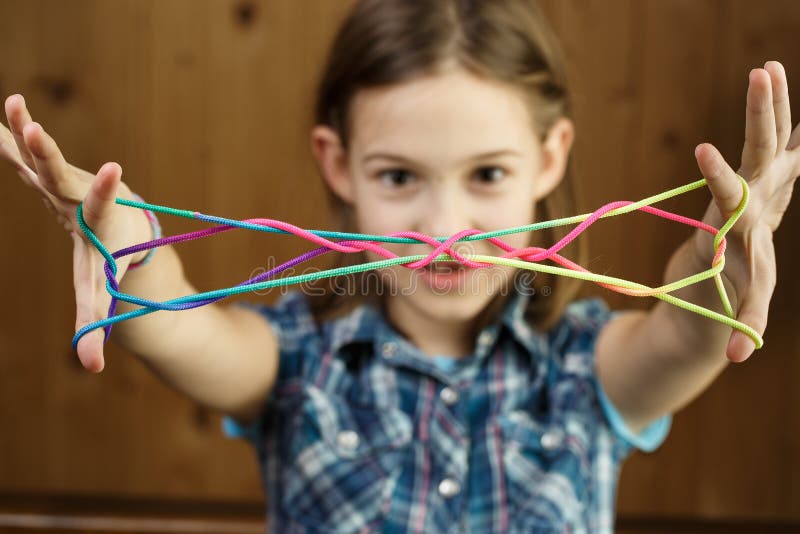 Child Playing Classic String Game, Creating Shapes Stock Image - Image ...