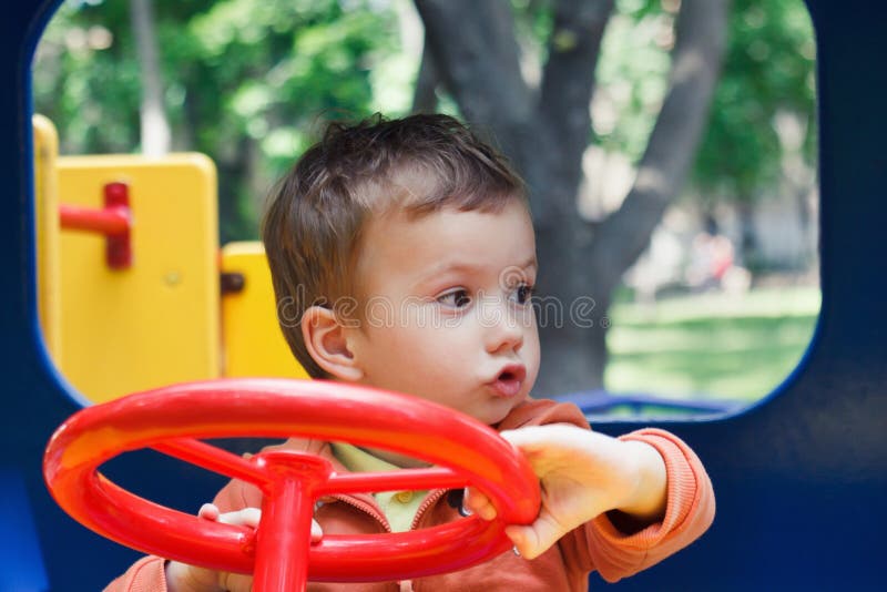 Child Playing on the Color Playground Stock Image - Image of cute ...