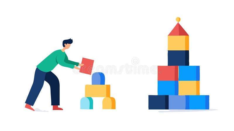 Child Playing with Colorful Building Blocks, Symbolizing Creativity and ...