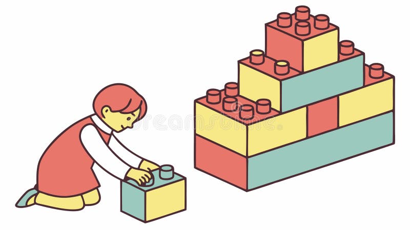 Child Playing with Colorful Building Blocks, Vector Design Generative ...