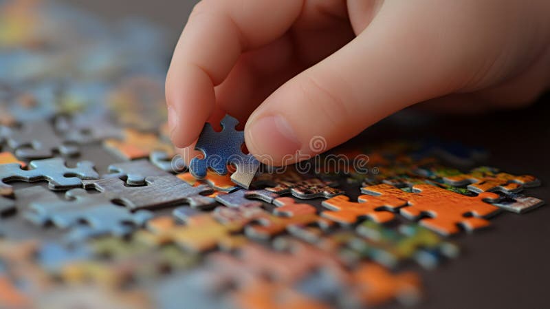 Child Playing with Colorful Jigsaw Puzzle, Developing Problem Solving ...