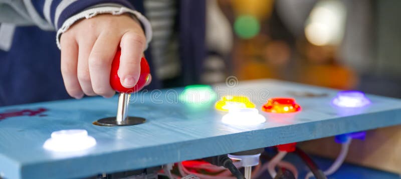 Child Playing Colorful Joystick Control Panel Stock Photos - Free ...