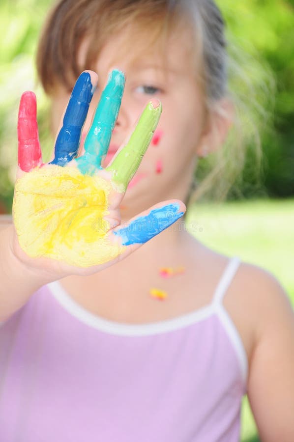 A Child Playing with Colors Stock Photo - Image of children, outdoors ...