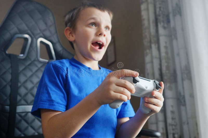 Child Playing Computer Games. Emotional Portrait. Online Games ...