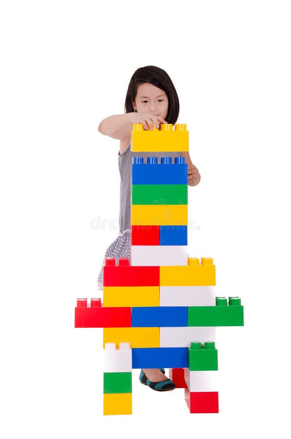Child Playing with Construction Blocks Stock Image - Image of lovely ...