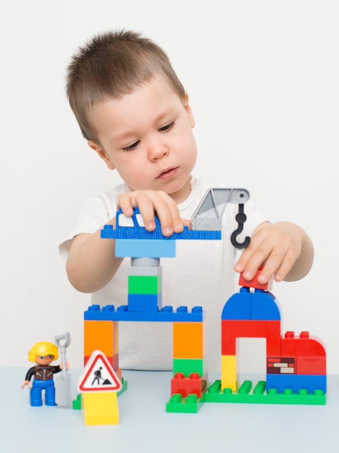 Child Playing in the Constructor Stock Photo - Image of isolated ...