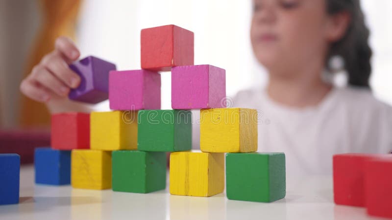 Child Playing Cubes Close-up. Education a Children Development of Fine ...