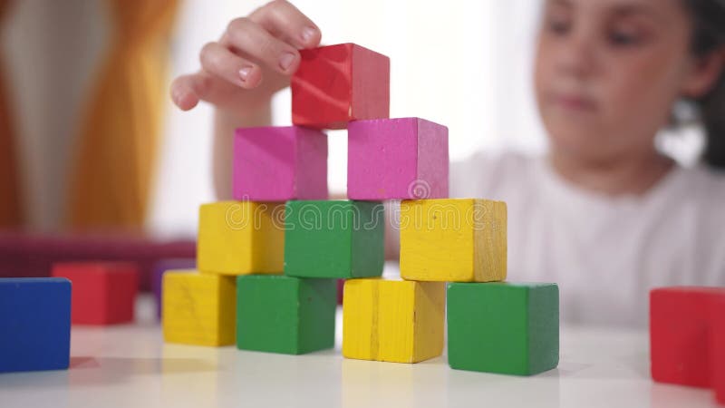 Child Playing Cubes Close-up. Education a Children Development of Fine ...